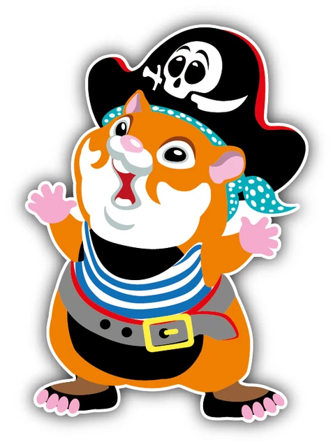 DOPASTICKER Hamster Pirate Cartoon Sticker Decal Phone Decal Water ...