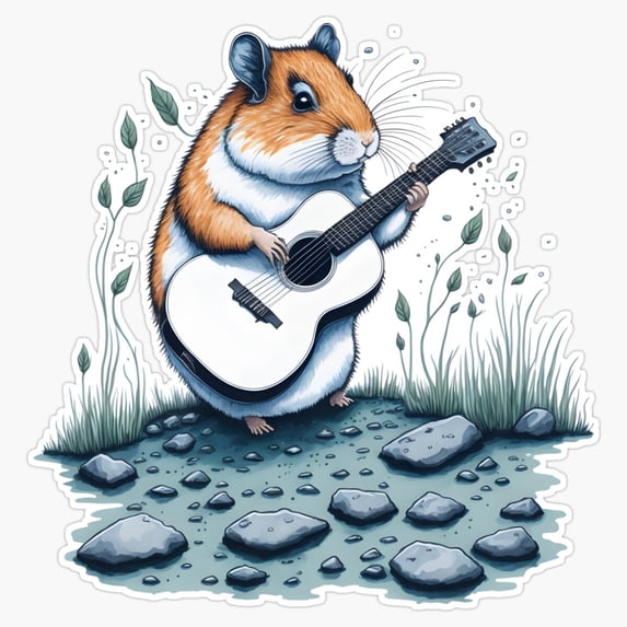 DOPASTICKER Hamster Playing Acoustic Guitar. Hamster Band. Sticker ...