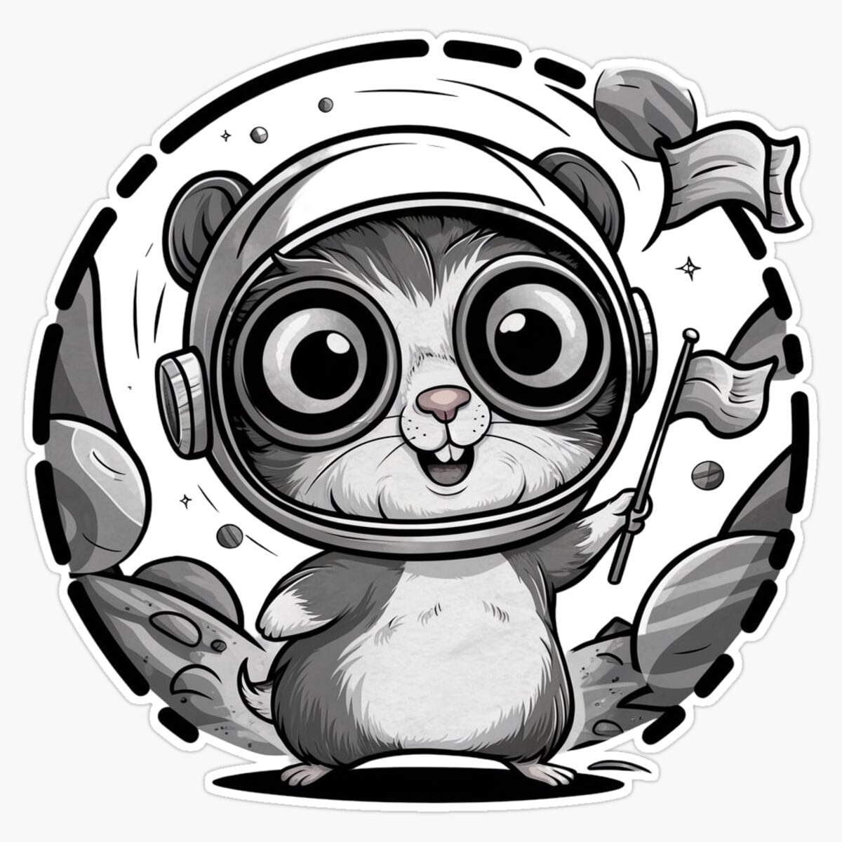 DOPASTICKER Hamster With Big Eyes Sticker, Phone Sticker Car Stickers ...