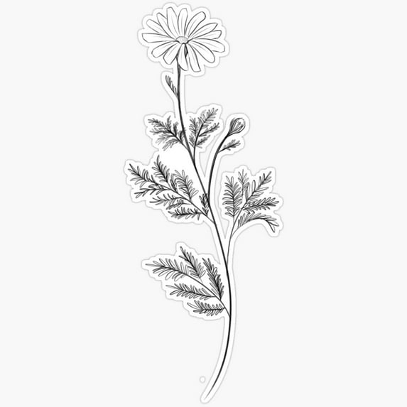 DOPASTICKER Hand Drawn Chamomile Flower Sticker Decorative Laptop ...
