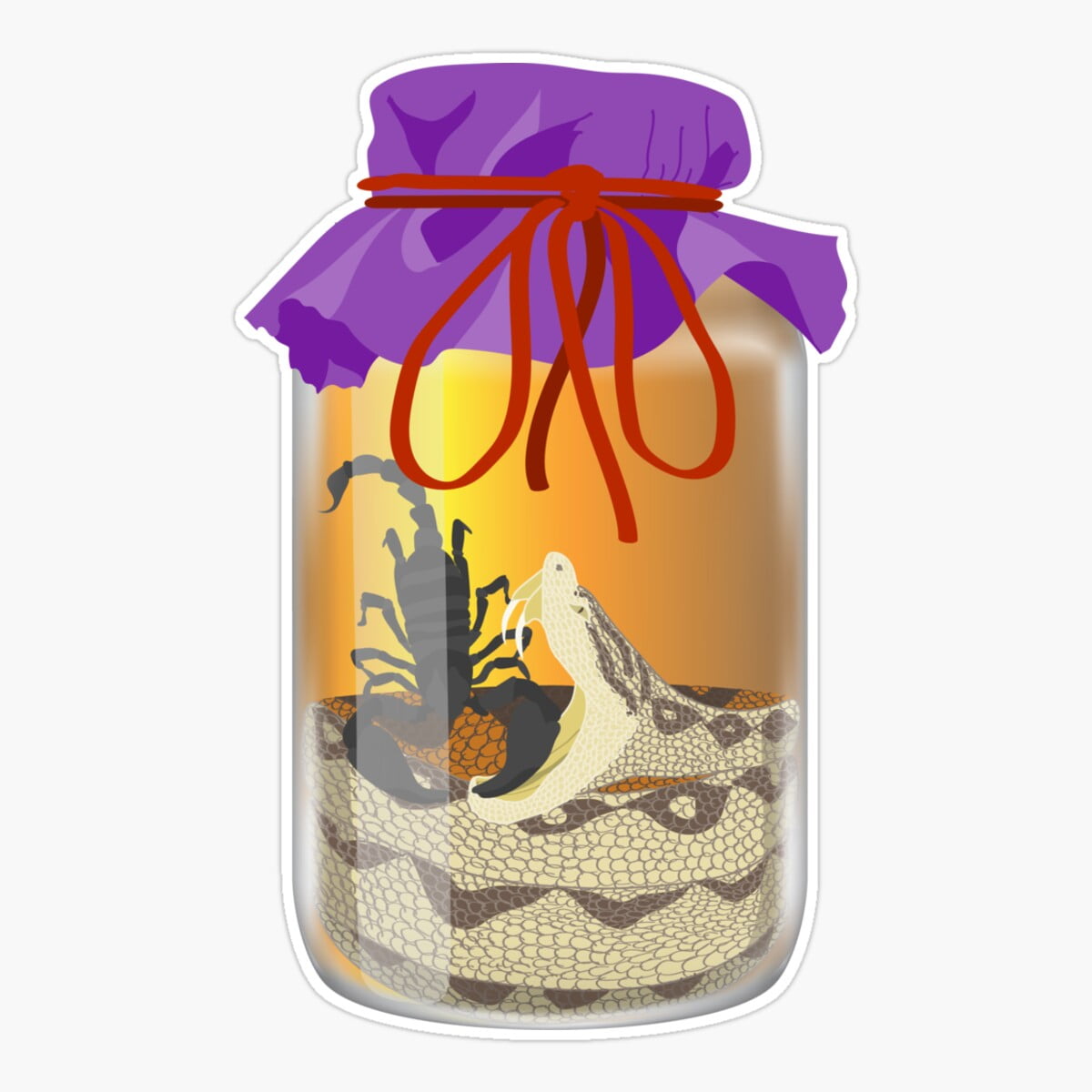 DOPASTICKER Hand Drawn Vector Illustration Of Snake And Scorpion Wine ...