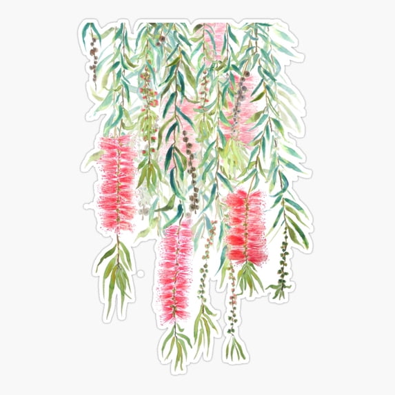 DOPASTICKER Hand Painted Bottle Brush Tree Sticker, Phone Sticker Car ...