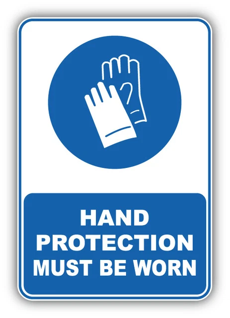 DOPASTICKER Hand Protection Must Be Worn Mandatory Sign Sticker Decal ...