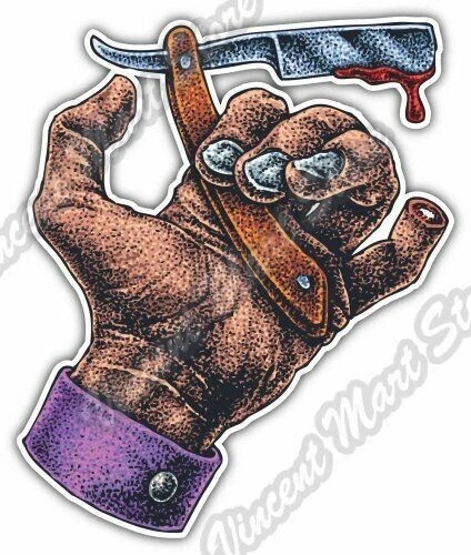 DOPASTICKER Handle Straight Shaving Razor Finger Cut Car Sticker Decal ...