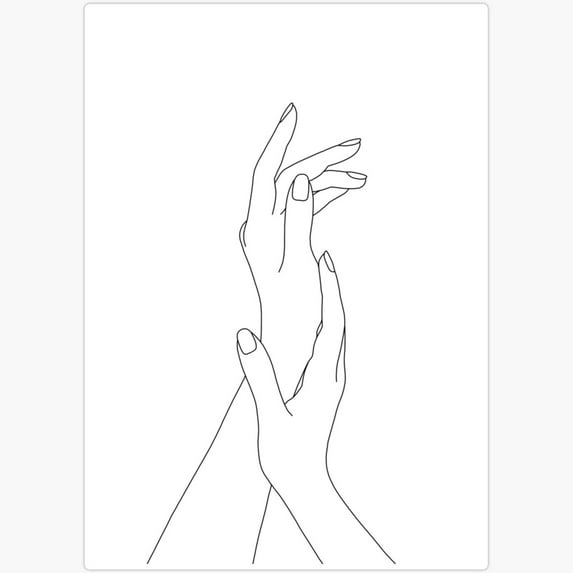 DOPASTICKER Hands Line Drawing - Dia Sticker Decorative Laptop, Phone ...