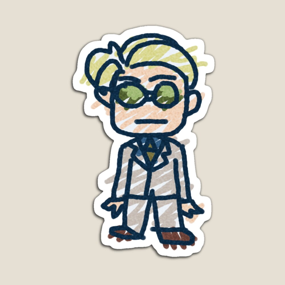 DOPASTICKER Handsome Blone Guy In Kids Drawing Chibi Sticker Decorative ...