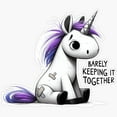 DOPASTICKER Hanging On By A Thread Unicorn Sketch Sticker Decorative ...