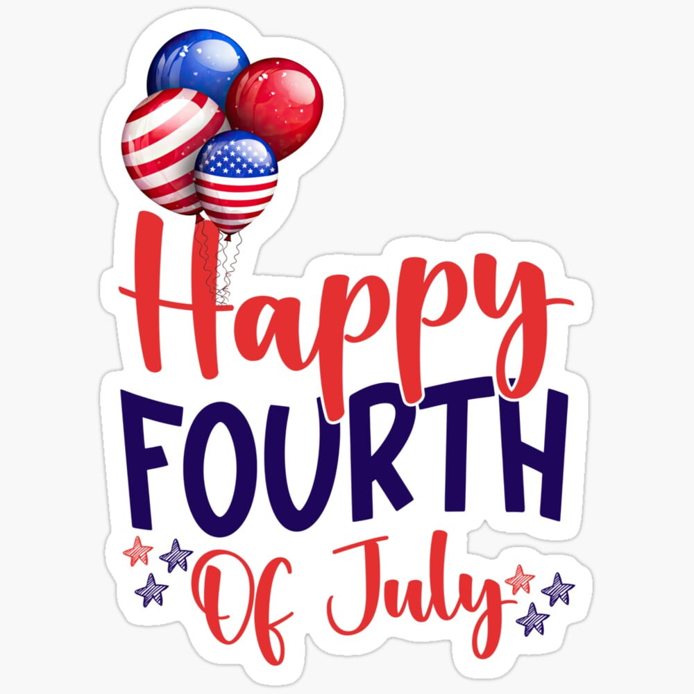 DOPASTICKER Happy 4Th Of July Balloons Sticker Fourth Of July Sticker ...