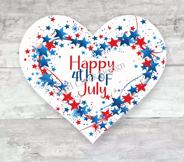 DOPASTICKER Happy 4Th Of July Favors Sticker Heart Shaped Stickers Usa ...