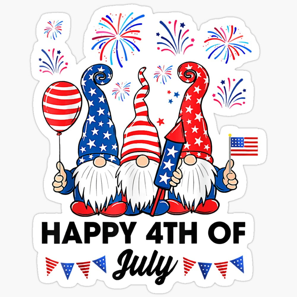 DOPASTICKER Happy 4Th Of July Gnomes Sticker Fourth Of July Sticker ...