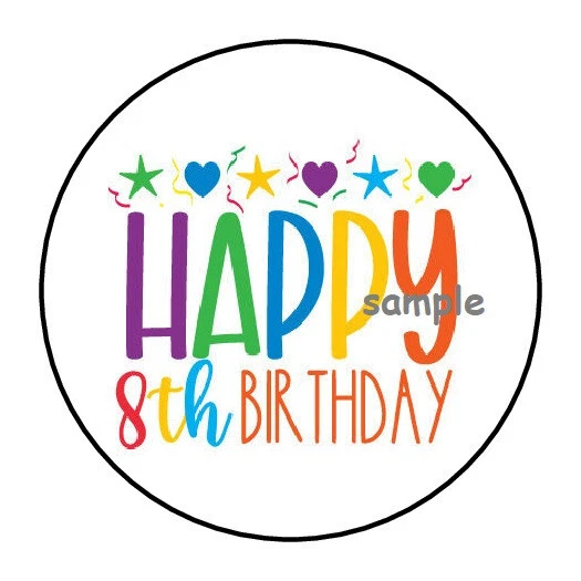 DOPASTICKER Happy 8Th Birthday Stickers Rainbow Phone Decal Water ...