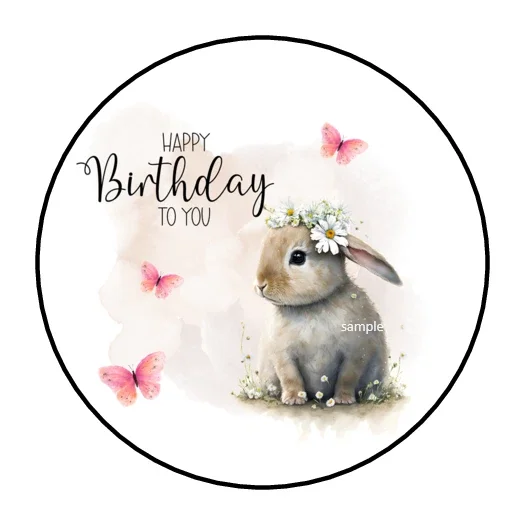 DOPASTICKER Happy Birthday Bunny Stickers Butterflies Phone Decal Water ...