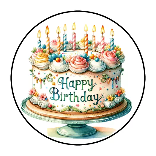 DOPASTICKER Happy Birthday Cake With Candles Stickers Phone Decal Water ...