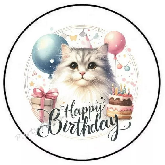 DOPASTICKER Happy Birthday Cat Perfect For Water Bottles, Laptops ...