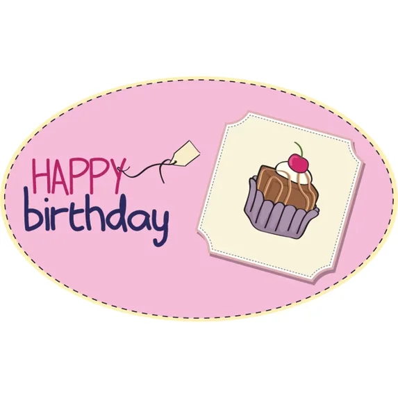 DOPASTICKER Happy Birthday Cherry Cake Oval Car Sticker Phone Water ...