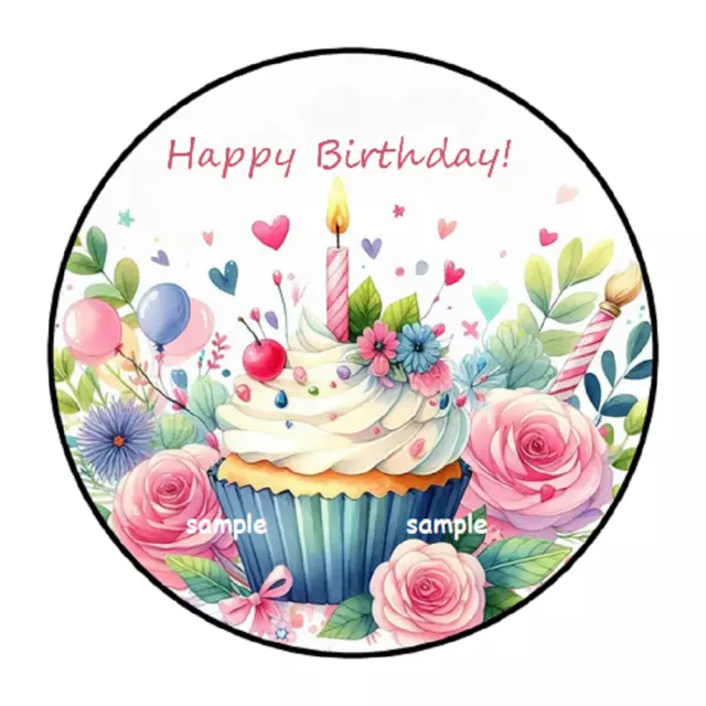 DOPASTICKER Happy Birthday Cupcake Envelope Seals Stickers Labels ...