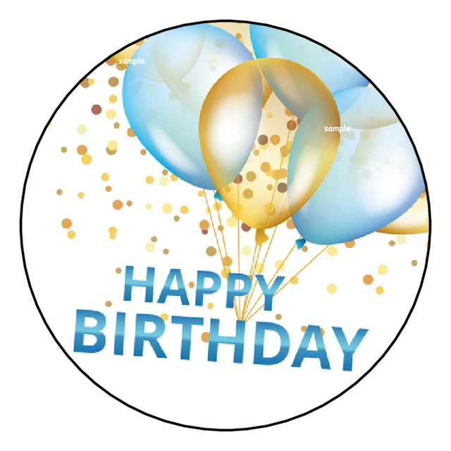 DOPASTICKER Happy Birthday Party Stickers Favors Balloons Blue Phone ...