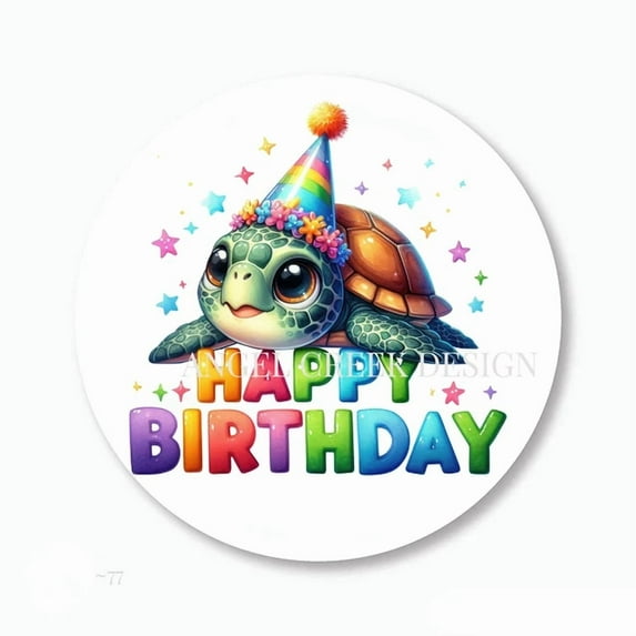 DOPASTICKER Happy Birthday Sea Turtle Stickers Birthday Phone Decal ...
