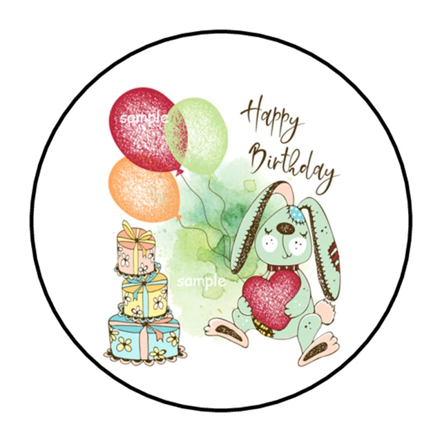 DOPASTICKER Happy Birthday Stickers Cute Bunny Balloons Phone Decal ...