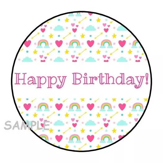 DOPASTICKER Happy Birthday Stickers Rainbows Hearts Star Phone Decal ...