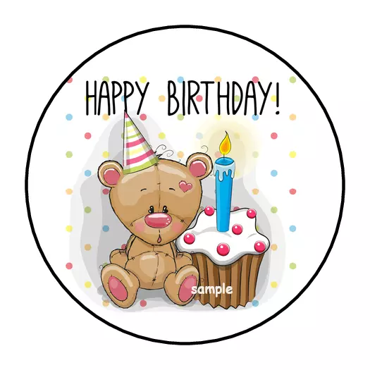 DOPASTICKER Happy Birthday Teddy Bear Stickers Favors Phone Decal Water ...