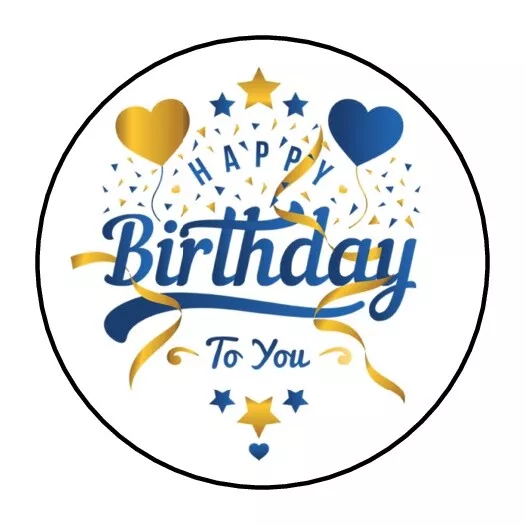 DOPASTICKER Happy Birthday To You Envelope Seals Labels Stickers Blue ...