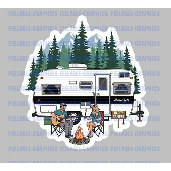 DOPASTICKER Happy Camper Rv Travel Trailer Camping Sticker Phone ...