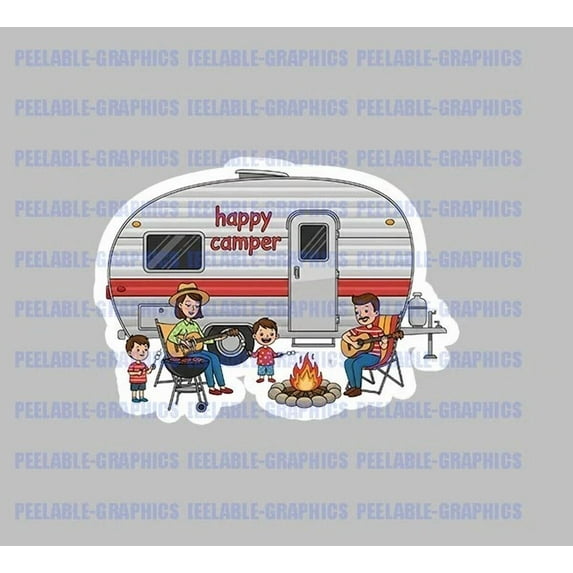 DOPASTICKER Happy Camper Rv Travel Trailer Camping Sticker Phone ...
