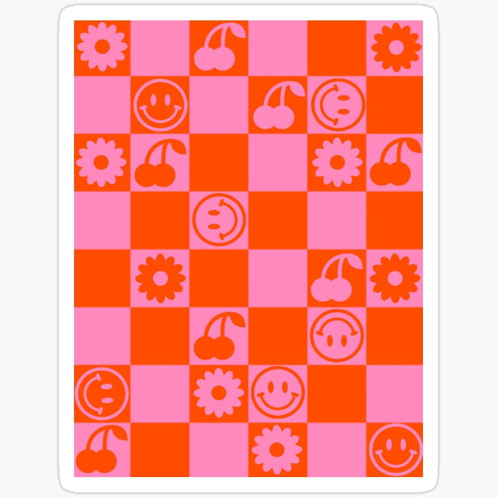 DOPASTICKER Happy Checkers - Pink And Orange - Perfect Birthday Gift ...