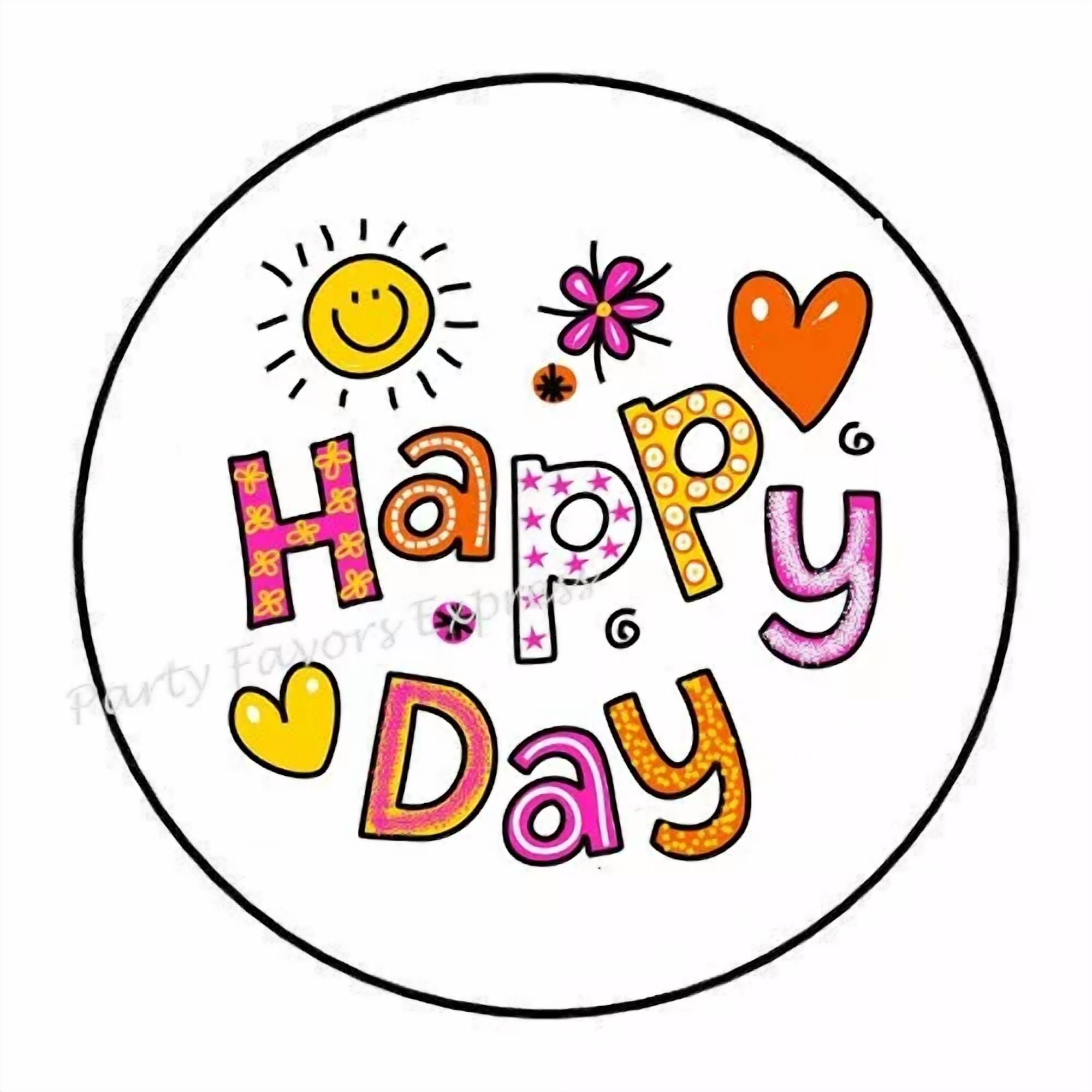 DOPASTICKER Happy Day Favors Stickers Phone Decal Water Bottle Stickers ...