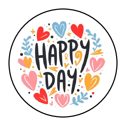 DOPASTICKER Happy Day Stickers Hearts Phone Decal Water Bottle Stickers ...