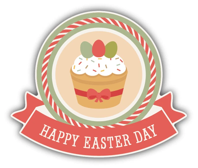 DOPASTICKER Happy Easter Badge Cake Car Sticker Phone Water Bottle ...