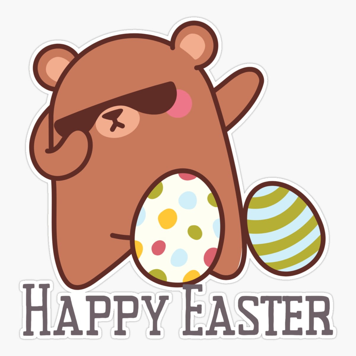 DOPASTICKER Happy Egg Day Bear Sticker, Phone Sticker Water Bottle ...