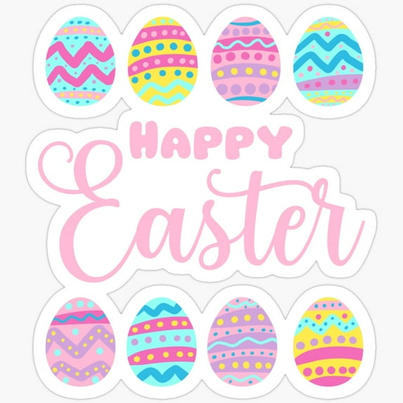 DOPASTICKER Happy Egg Day With Colorful Egg Day Eggs Design Sticker ...
