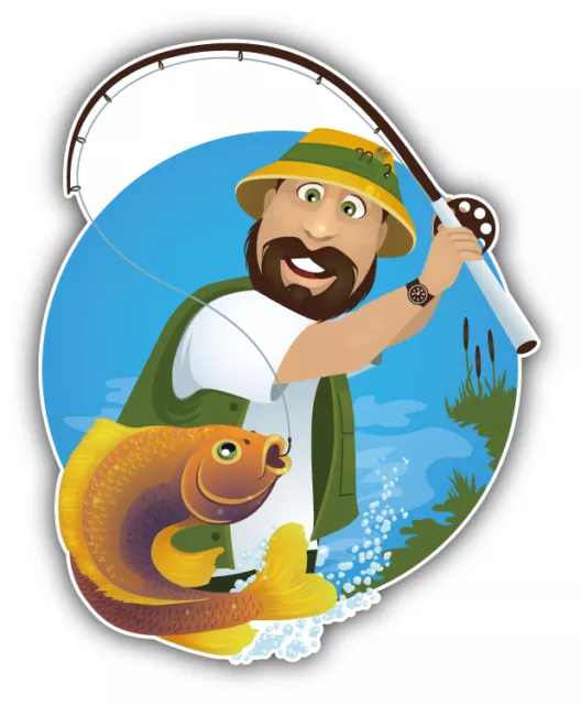 DOPASTICKER Happy Fisherman Sticker Decal Phone Decal Water Bottle ...