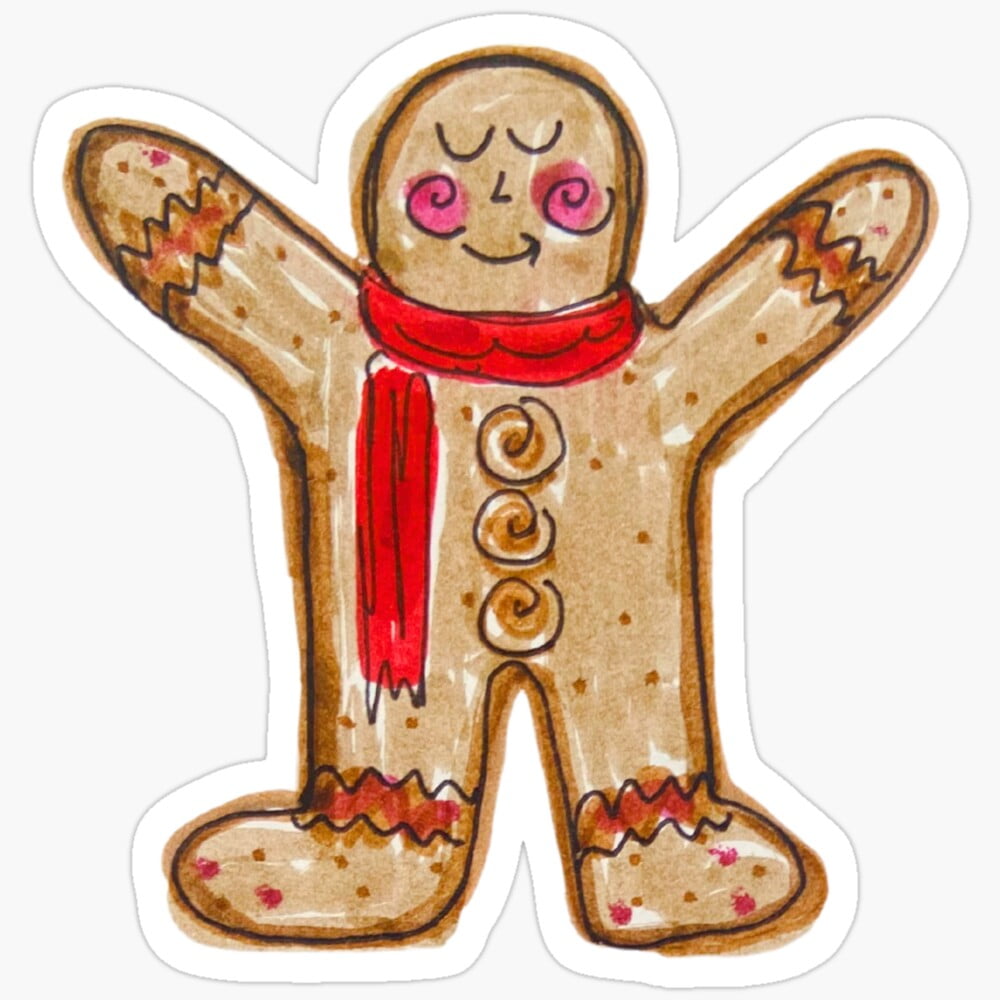 DOPASTICKER Happy Gingerbread Man Sticker Phone Sticker, Latop Sticker ...