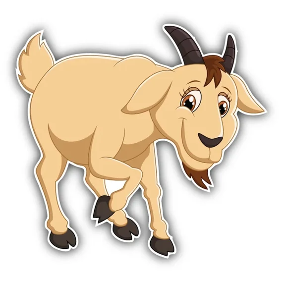 DOPASTICKER Happy Goat Cartoon Sticker Decal Phone Decal Water Bottle ...