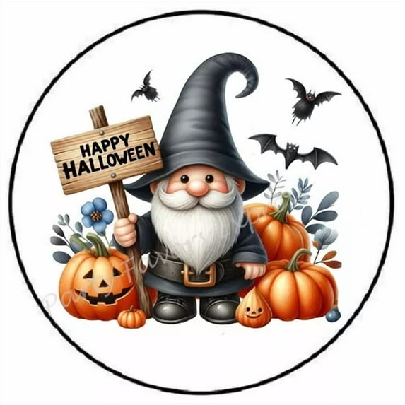 DOPASTICKER Happy Hallo.Ween Black Gnome Stickers Favors Gift You ...