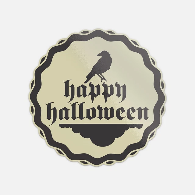 DOPASTICKER Happy Hallo.Ween Retro Label Crow Sticker Decal Phone Decal ...