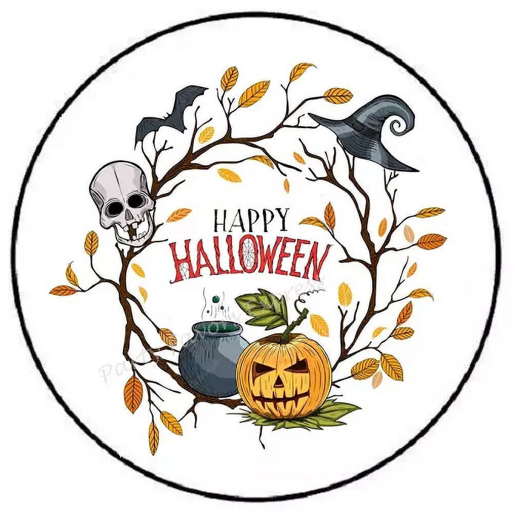 DOPASTICKER Happy Hallo.Ween Wreath Stickers Favors Gift You - Decorate ...