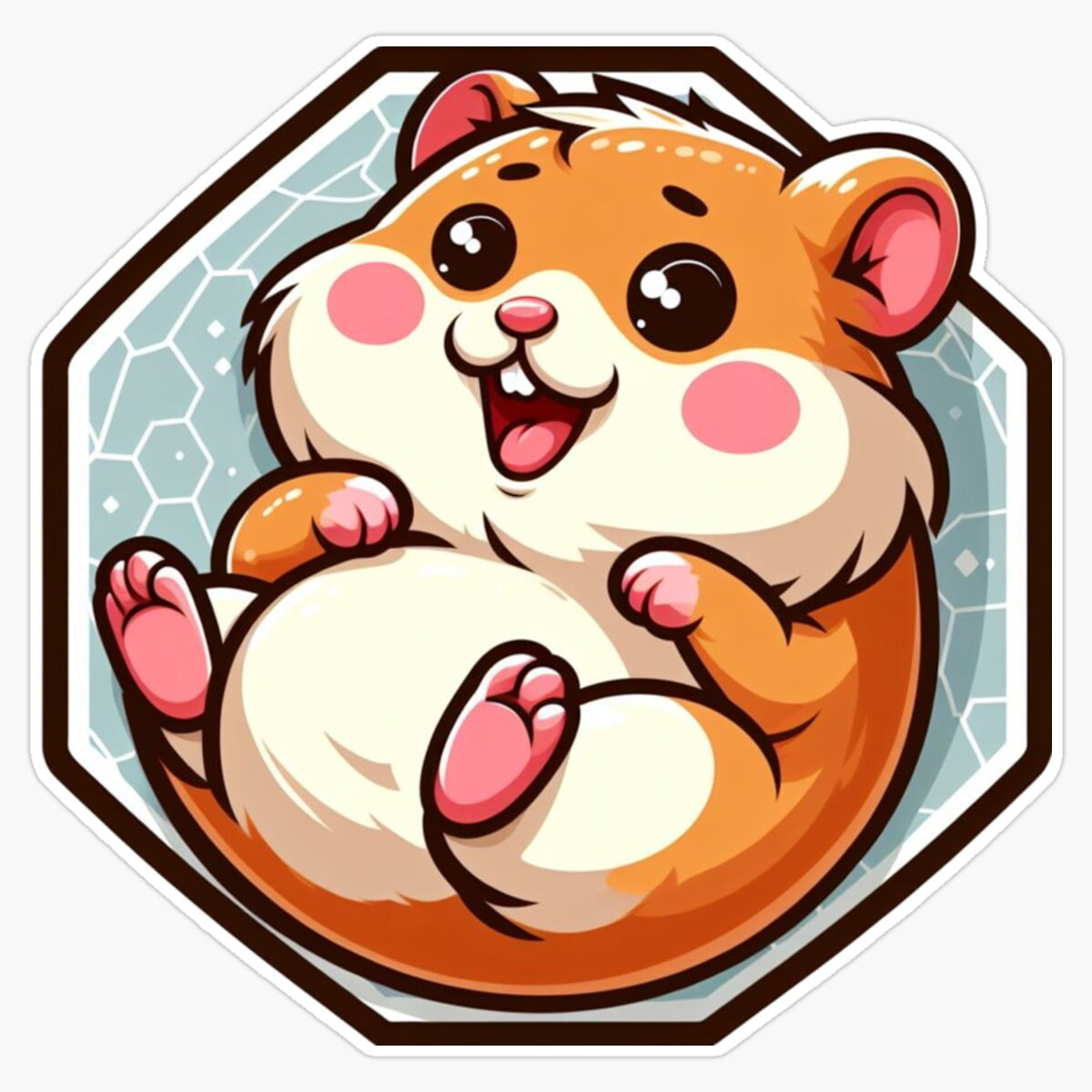 DOPASTICKER Happy Hamster Tickle My Tummy Illustration Drawing Sticker ...