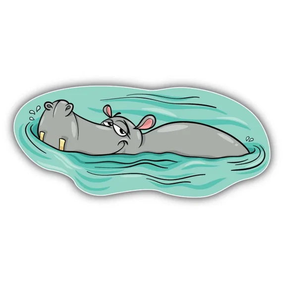 DOPASTICKER Happy Hippo Cartoon Sticker Decal Phone Decal Water Bottle ...