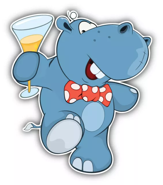 DOPASTICKER Happy Hippo Cartoon Sticker Decal Phone Decal Water Bottle ...