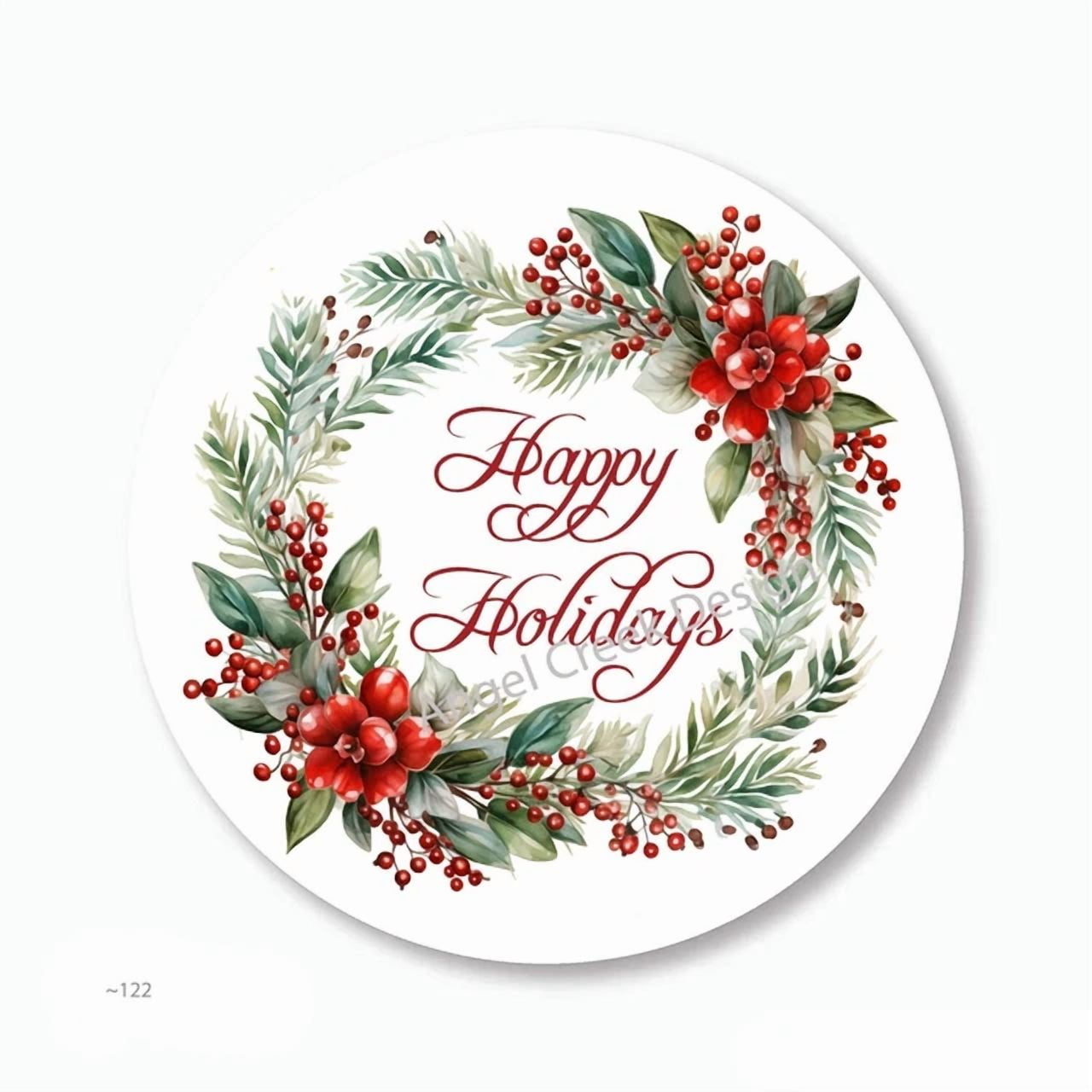 DOPASTICKER Happy Holidays Chri.Stm.As Wreath Scrapbook Stickers Phone ...