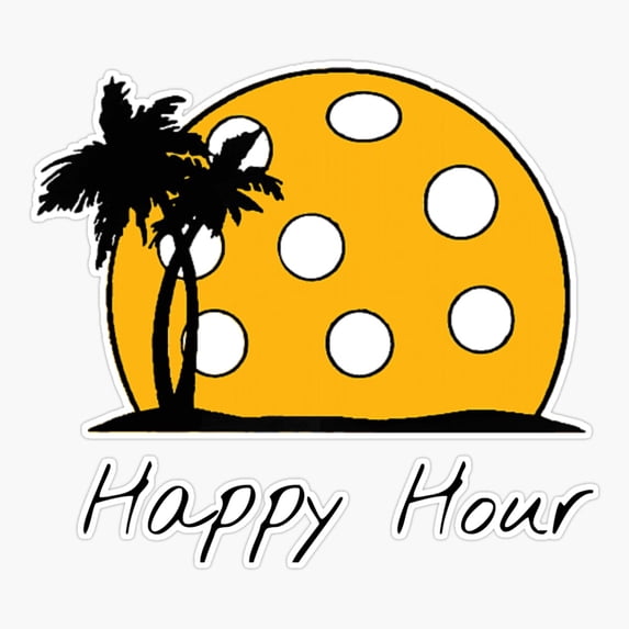 DOPASTICKER Happy Hour Pickleball Aloha Sunset Chill Beach Scene ...