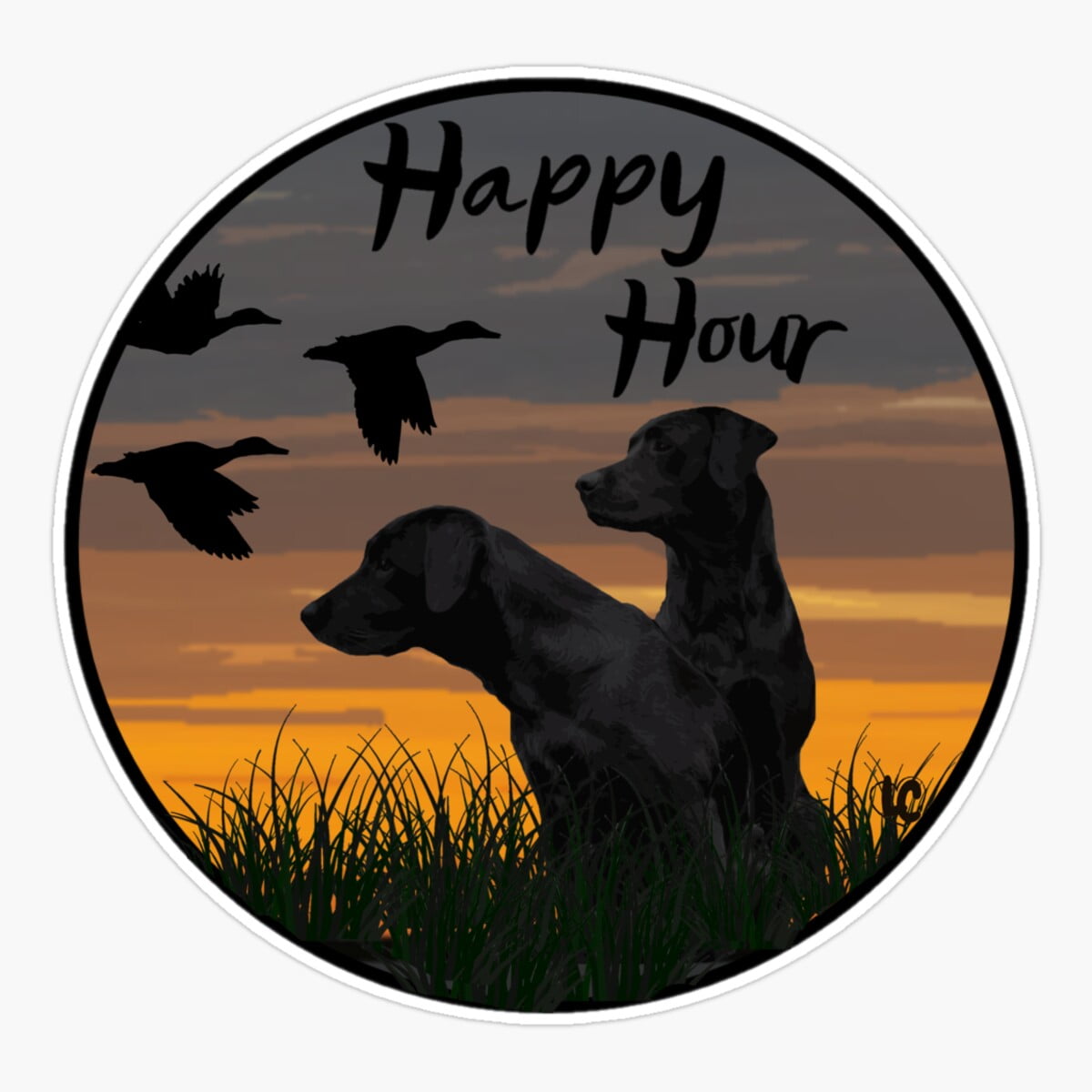DOPASTICKER Happy Hour Retro Duck Hunting Or Duck Hunters And Labrador ...