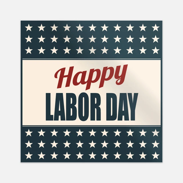 DOPASTICKER Happy Labor Day Stars Retro Sticker Decal Phone Decal Water ...