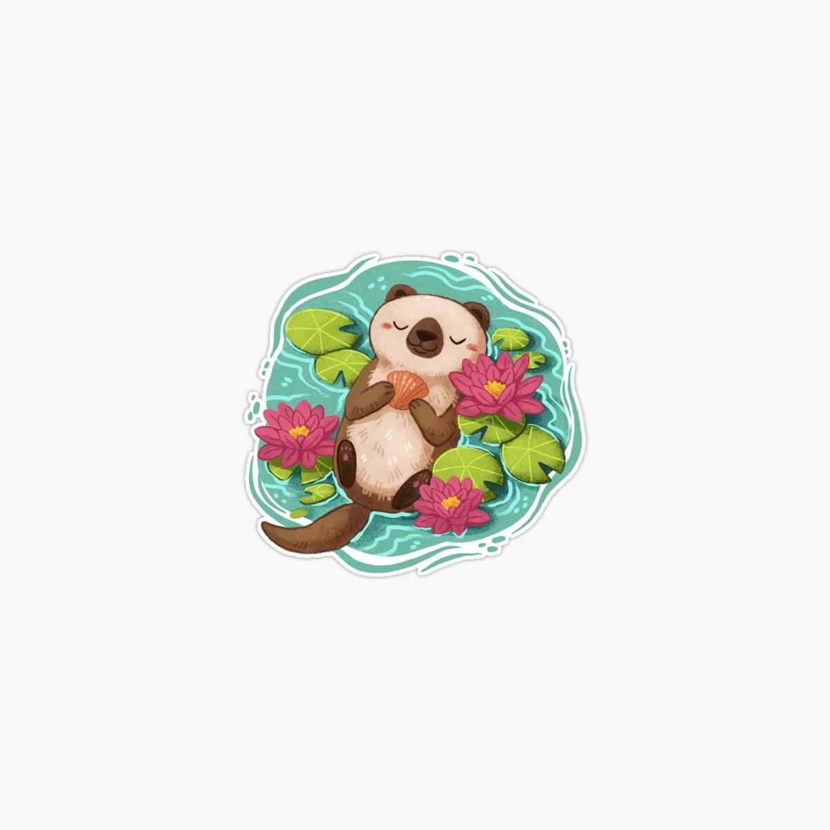 DOPASTICKER Happy Otter Sticker Phone Sticker, Latop Sticker, Lover ...