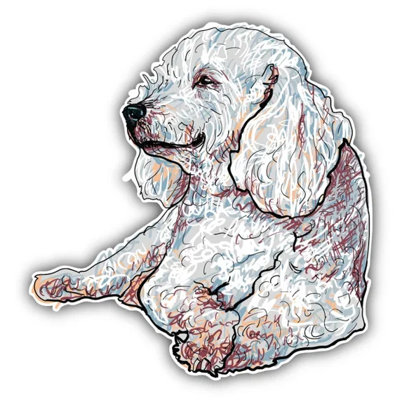 DOPASTICKER Happy Poodle Dog Sketch Sticker Decal Phone Decal Water ...