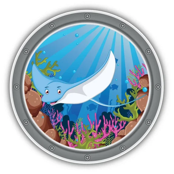 DOPASTICKER Happy Ray Underwater World Label Sticker Decal Phone Decal ...